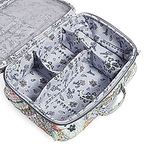 Vera Bradley Women's Cotton Grand Vanity Toiletry Makeup Organizer Case, Citrus Paisley - Recycled Cotton, One Size
