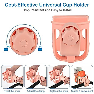 Accmor 2-in-1 Stroller Cup Holder, Universal Cup Holder for Uppababy Nuna Doona Strollers, 360° Rotatable Large Caliber Drinks Holder Cup Holder for Stroller, Bike, Wheelchair, Walker, Scooter
