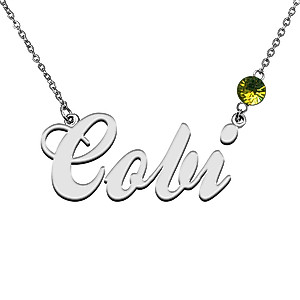 GR859C Personalized Unique Name Necklace with Birthstone for Her Cobi