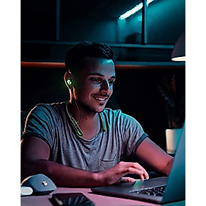 TNTOR Neckband Bluetooth Headphones with Microphone, Wireless Headphones Bluetooth 5.0 with Bright Green LED Ambient Light, Ultra Low Latency, Sweatproof for Gaming Running Sport