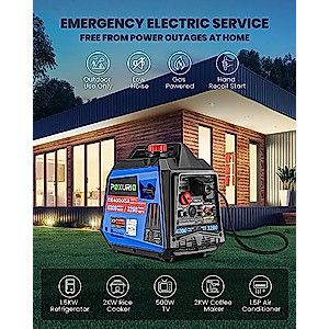 POXURIO Portable Inverter Generator, DK4000iSA, 4000W Gas Powered Generator, Super Quiet Generator, Eco-Mode/RV Ready/Lightweight/EPA Compliant/Carb for Outdoor Camping, Home, Dining Truck, Travel