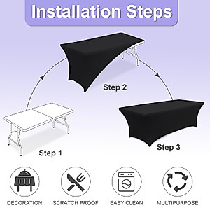 ABCCANOPY Spandex Table Cover 6 ft. Fitted 30+ Colors Polyester Tablecloth Stretch Spandex Table Cover-Table Toppers (6 FT, Black)