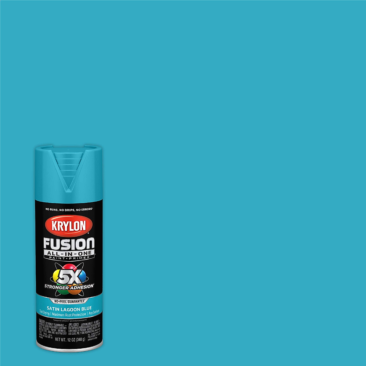 Krylon K02741007 Fusion All-In-One Spray Paint for Indoor/Outdoor Use, Satin Lagoon Blue, 12 Ounce (Pack of 3)