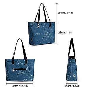 Womens Handbag Space Galaxy Constellation Zodiac Star Leather Tote Bag Top Handle Satchel Bags For Lady