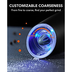 FORLIM Gravity Electric Salt and Pepper Grinder Set, Automatic Pepper Grinder Shakers Mill, Upgraded Batteries Powered Adjustable Coarseness with LED, One Hand Operation Perfect for Kitchen