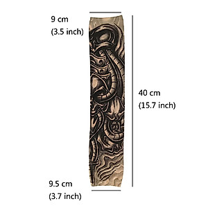 Juland 6 Pcs Temporary Tattoo Sleeves Fake Slip On Tattoo Arm Sleeves Kit Arm Sunscreen Stockings Accessories for Unisex Party Cool Men Women