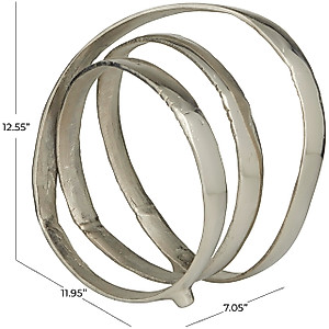 Deco 79 Aluminum Metal Abstract Decorative Sculpture Looped Home Decor Statue, Accent Figurine 12" x 7" x 13", Silver