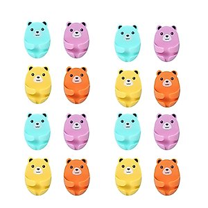 YOZUMD 16Pcs Adhesive Hooks Plug Bracket,Wall-Mounted Punch-Free Strong Load-Bearing Wall Hooks, Cute Bear Self-Adhesive Wall Hanging Plug Socket Holder Daily Use Green