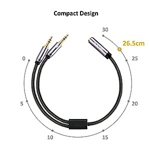Headset Splitter Cable, DUKABEL Gold-Plated & Strong Braided Y Splitter Audio Cable Separate Microphone Headphone Port Gaming Headset Splitter PC Earphone Adapter VoIP Phone -TopSeries (12inch / 30cm)
