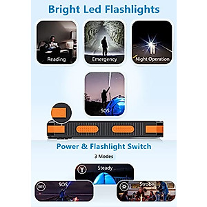 Solar Power Bank, Solar Charger, 25000mAh Portable Charger External Battery Pack with Dual DC 5V USB-A Outputs Ports Compatible with iPhone, Samsung Galaxy, Bright LED Flashlight Perfect for Camping