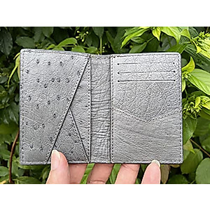 Doubleside Grey Body Ostrich leather skin Credit Cardholder, leather credit cardcase, leather creditcard cover