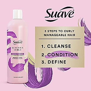 Suave Pink Hair Conditioner for Luscious Curls, 16.5 fl oz, With Amino Acid Complex, Moisturizes and Defines Curls, For Workable, Curly Hair