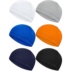 Boao 6 Pieces Skull Caps Helmet Liner Sweat Wicking Cap Running Hats Cycling Skull Caps for Men Women (Cute Colors, Large)