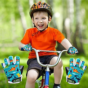 Kids Bike Gloves Boys Girls Gel Padded Full Finger/Half Finger Road Riding Mountain Bicycle Non-Slip Cycling Glove for Youth Junior Children Ages 2-11 (Orange-Half Finger,Medium)