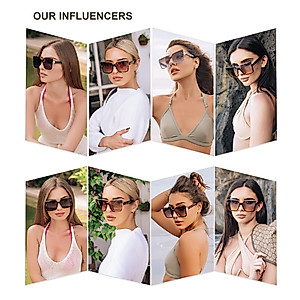 SOJOS Trendy Square Oversized Sunglasses Womens Big Rimless UV400 Ladies Shades SJ1160, All Black Lens/Black Temples