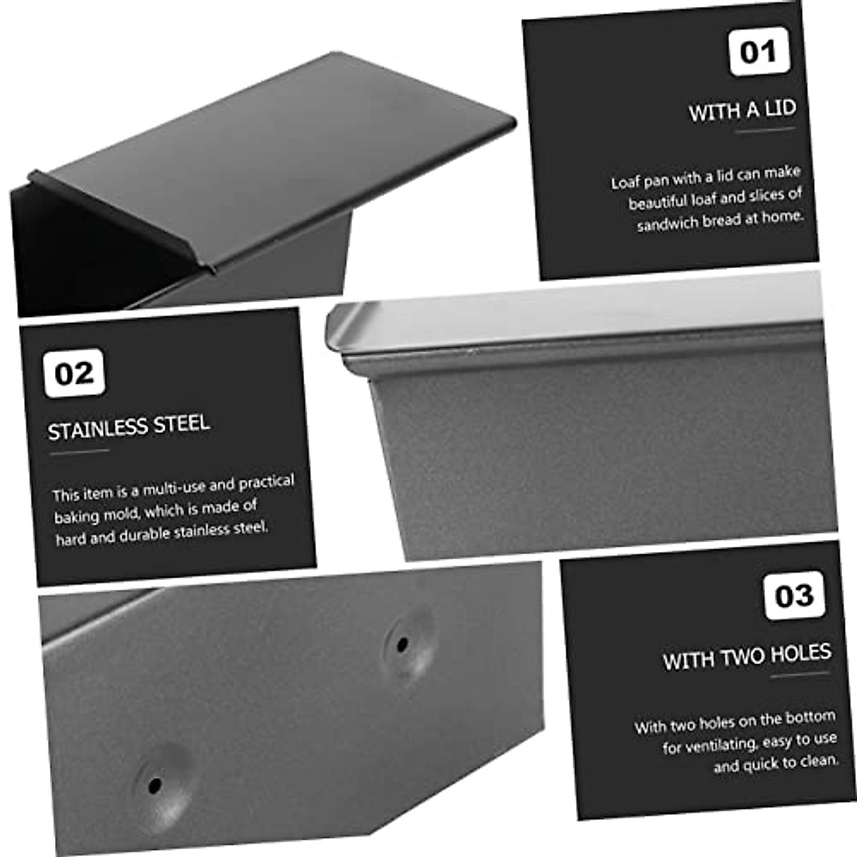 SHOWERORO 2pcs Toast Box Mini Cake Mold Wedding Cake Plates Mini Cupcake Pan Loaf Pan Bread Loaf Baker Bread Baking Tray Kitchen Supplies Baking Supplies Baking Bread Molds Cast Iron Square