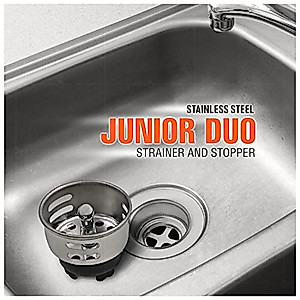Highcraft 97733 Stainless Steel Junior Duo Strainer/Stopper (1.5 inch) -Replacement Basket for Bar and Prep Sinks Drains, 1 Count (Pack of 1)