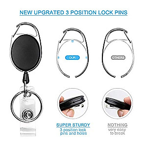 Teskyer 5 Pack Badge Holders, Retractable Badge Reel with Carabiner Belt Clip and Key Ring for ID Card Name Holder and Keychain