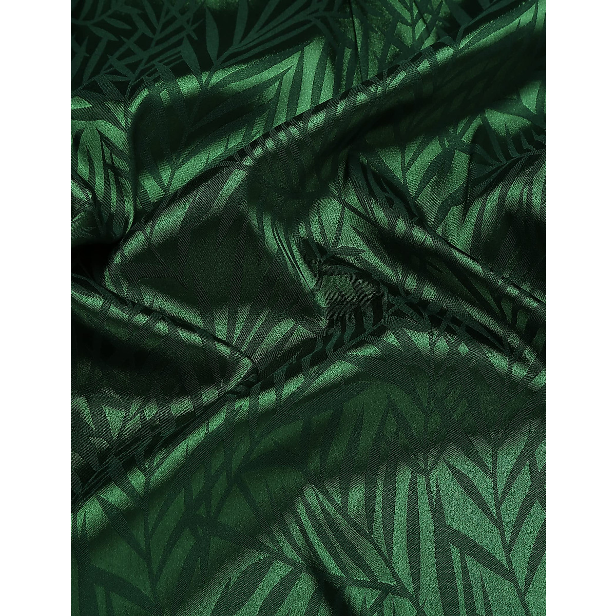 COOFANDY Mens Shirt Summer Beach Dress for Wedding Satin Button Down, 02 Deep Green, XX-Large, Short Sleeve