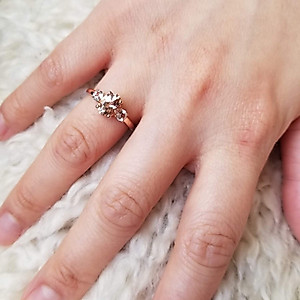 GNG 1 1/2 CTTW Natural Morganite and White Topaz 3 stone Ring In 10k Rose Gold (rose-gold, 7)