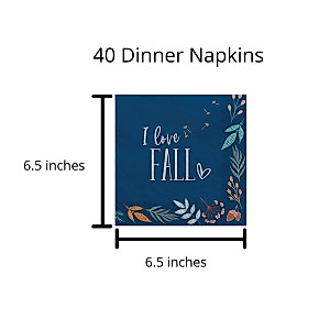 Navy Blue Fall Plates and Napkins Party Supplies - Disposable Blue Paper Dinnerware for 40 Guests for Birthday, Thanksgiving, Wedding, Bridal Shower Party Decorations