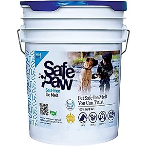 Safe Paw Child Plant Dog Paw & Pet Safe Ice Melter, 100% Salt/Chloride Free -Non-Toxic, Vet Approved, No Concrete Damage, Fast Acting Formula, Last 3X Longer – 35lbs
