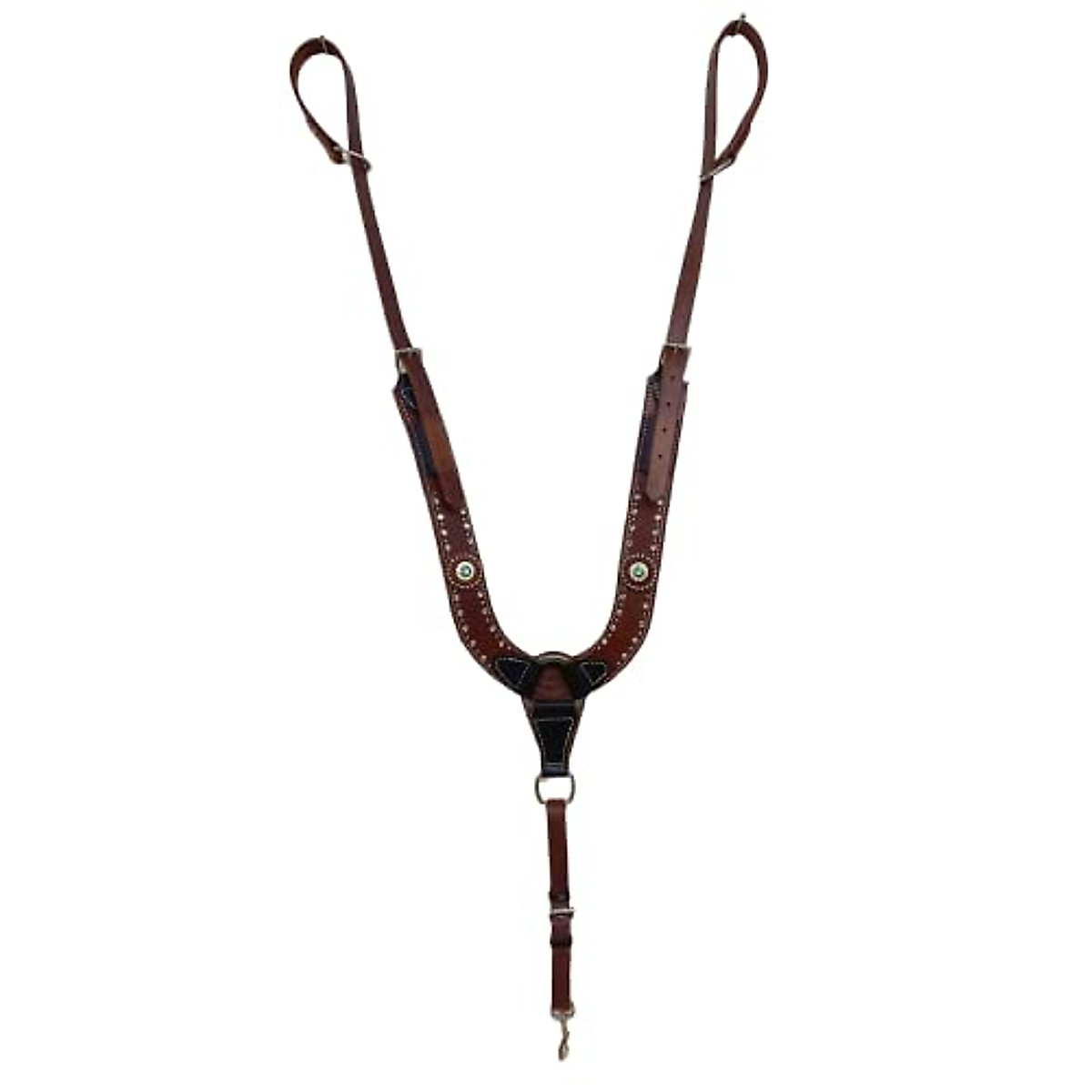 HR Saddlery Western Equine Pulling Collar Crystal Teal Conchos