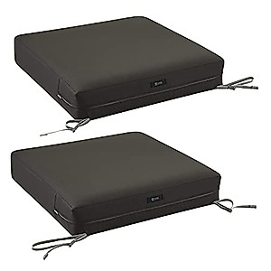 Classic Accessories Ravenna Water-Resistant 21 x 19 x 5 Inch Patio Seat Cushion, Espresso, Patio Loveseat Cushion