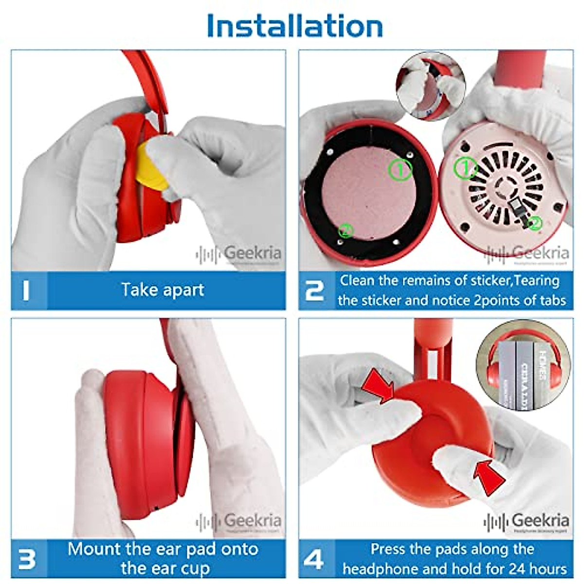 Geekria QuickFit Replacement Ear Pads for Beats Solo Pro (A1881) Headphones Ear Cushions, Headset Earpads, Ear Cups Cover Repair Parts (Light Blue)