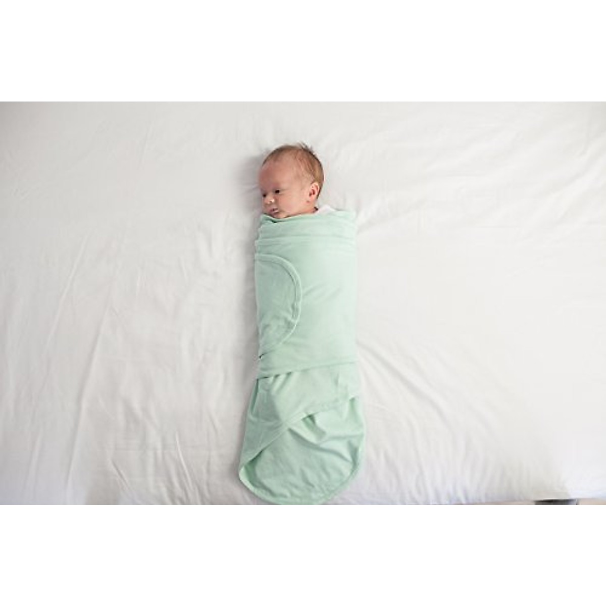Miracle Blanket Baby Sleep Wearable Swaddle Wrap for Newborn Infant Boy or Girl 0-3 Months, Mint