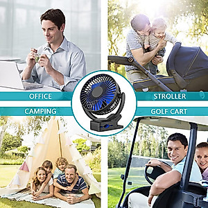 xasla 6700mAh Clip on Fan Rechargeable, Battery Operated USB Desk Fan, Quiet & Strong Airflow, Portable Personal Fan for Baby Stroller, Golf Cart, Camping, Beach, Treadmill, Travel