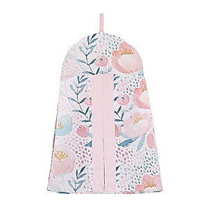 NoJo Watercolor Blossoms Pink, Teal, Gold and White Floral 8 Piece Crib Bedding Set