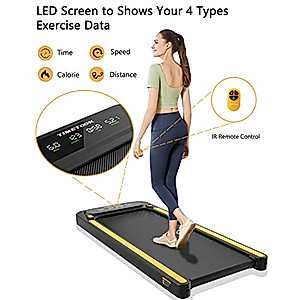 TIMETOOK Under Desk Treadmill, 2.25HP Treadmill with 265lb Weight Capacity, Portable Walking Pad Design for Home Office with IR Remote Control