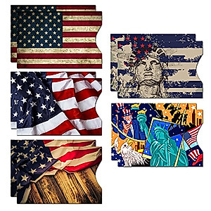 RFID Blocking Sleeves (10 RFID Blocking Sleeves, 5 Unique Designs) Identity Theft Protection Travel Case Set (American Element) (Side Load)