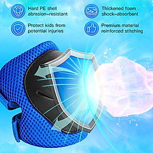 Kids Protective Gear Set Wemfg Knee Pads for Kids 3-8 Years Toddler Knee and Elbow Pads with Wrist Guards 3 in 1 for Skating Cycling Bike Rollerblading Scooter(Blue)