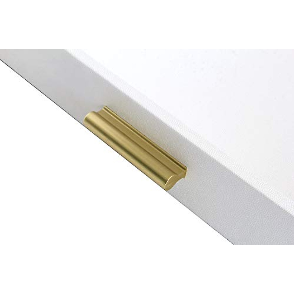 HofferRuffer Extra Large Serving Tray with Handles, Elegant Faux Leather Storage Decorative Tray for Coffee Table, Ottoman, Console Table (White Tray+Golden Handle)