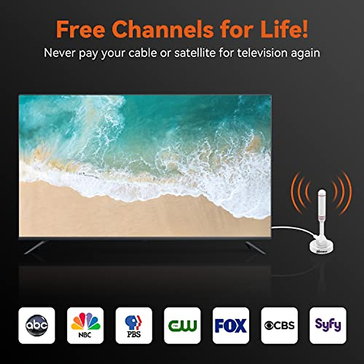 Chaowei Portable Indoor Outdoor Amplified HDTV Antenna with Signal Booster Amplifier, Magnetic Base,16.5ft Coax Cable, Up to 120 Miles-Support 4K 1080p Smart TV and All Equipment with ATSC Tuner