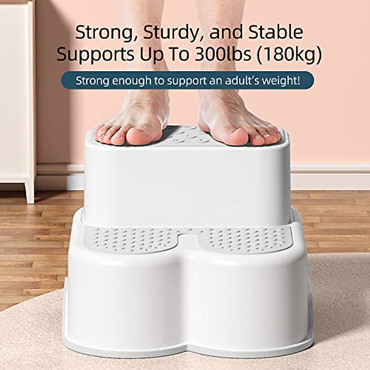 UpPro 2 in 1 Anti Slip Bunny Step Stool, Detachable Double Up Kids Step Stool, Wide Step Toddler Step Stool, Kids Step Stool for Toilet Potty Training, Kitchen, and Bathroom (Grey)