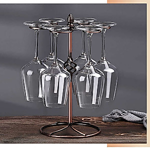 Okllen 2 Pack Scrollwork Wine Glass Rack with 6 Hooks, Metal Stemware Holder Stand Freestanding Wine Glass Holder Display Rack for Tabletop, Bar Countertop, Air Drying, Kitchen Home Storage, Bronze