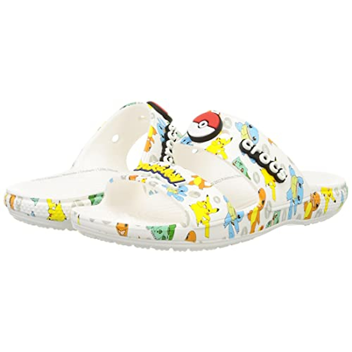 Crocs Unisex Classic Pikachu Sandals, Pokemon Shoes Slide, White/Multi, Numeric_8 US Men