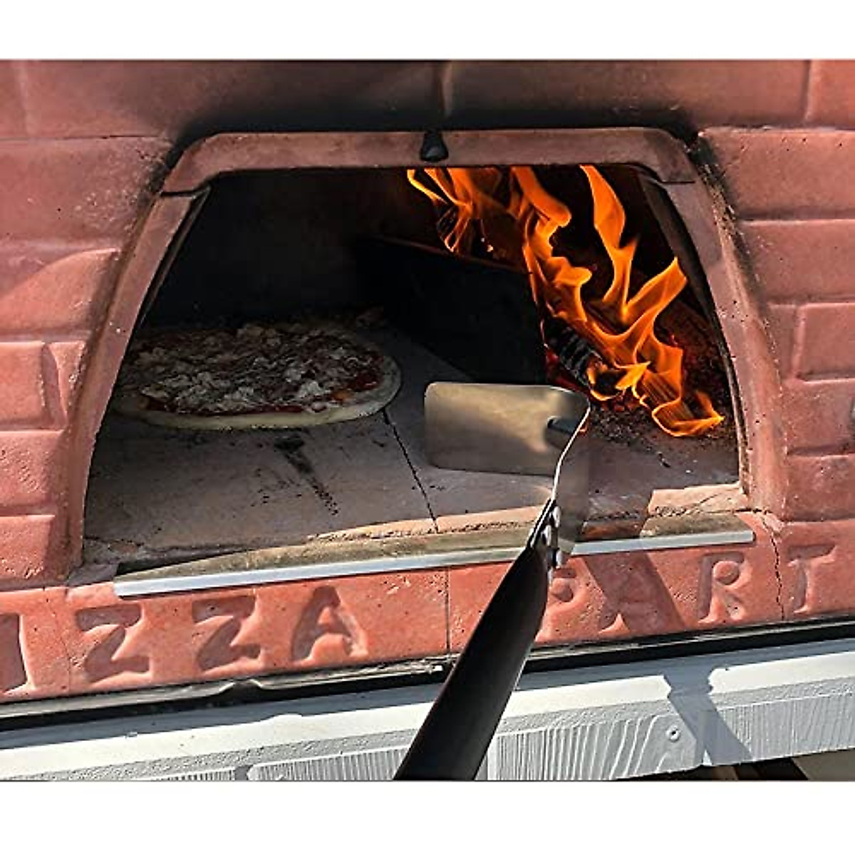 SHANGPEIXUAN PizzaTurning Peel 9 Inch Perforated Pizza Peel and Pizza Brush Ash Rake 4 Piece Wood Fired Commercial Pizza Oven Utensil Kit with 40-Inch Aluminum Handle …