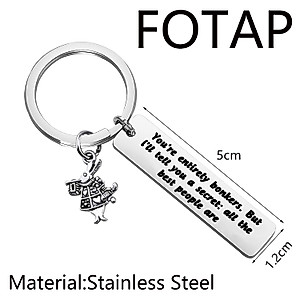 FOTAP You're Entirely Bonkers Keychain Alice Inspire Gift Mad Hatter Jewelry
