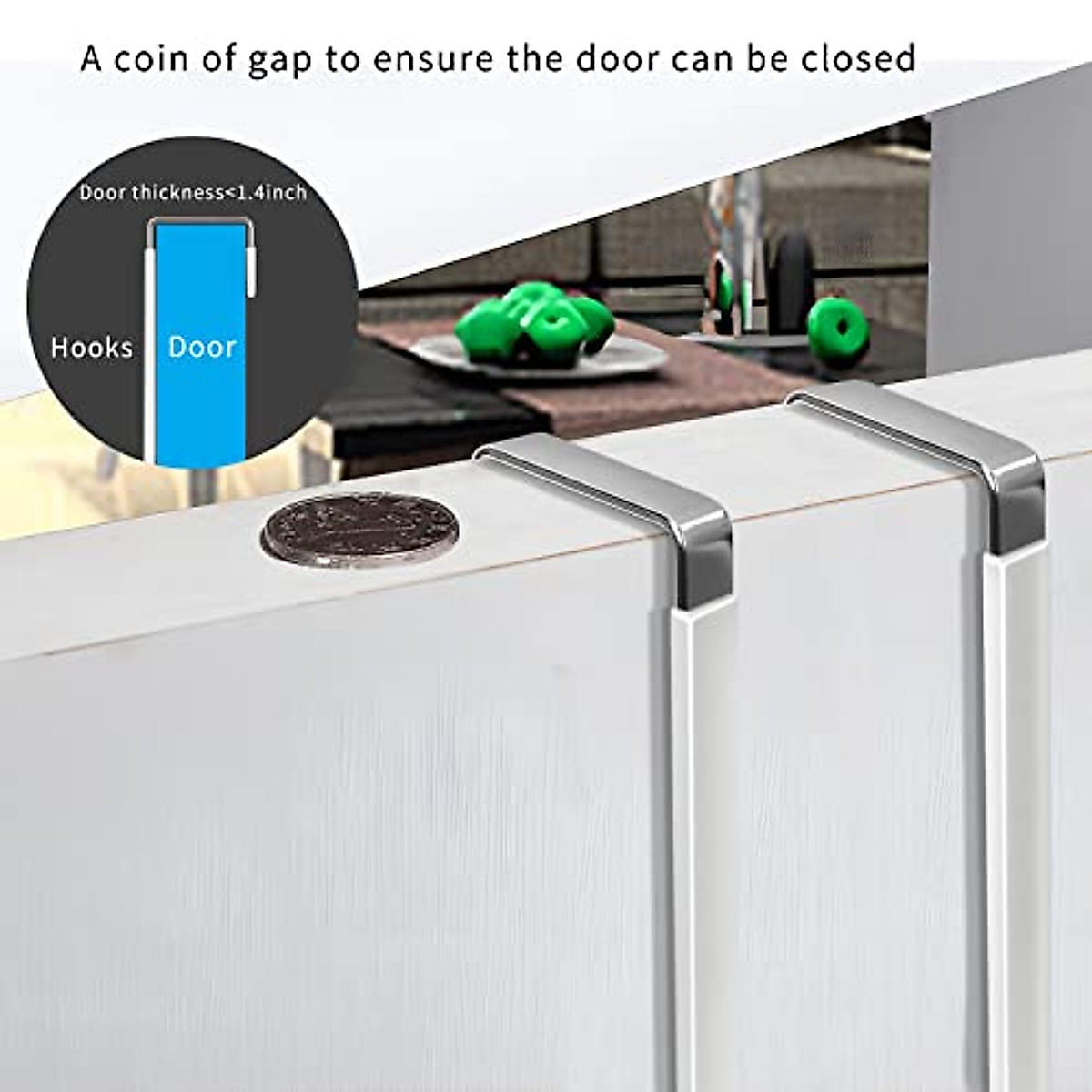 FYY Over the Door Hooks, 4 Pack Door Hangers Hooks with Rubber Prevent Scratches Heavy Duty Organizer Hooks for Living Room, Bathroom, Bedroom, Kitchen Hanging Clothes, Towels, Hats, Coats, Bags White