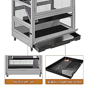 Ferret Cage Chinchilla Cage Large 4 Levels Critter Nation Cage Perfect for Ferret,Chinchilla, Rat, Squirrel, Lizard and Other Small Animal,Upgrade Anti-Chewing (Grey)