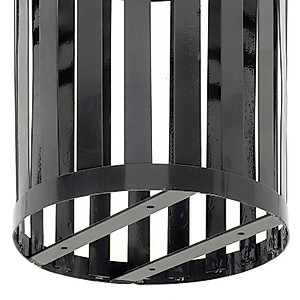 Global Industrial 36 Gallon Outdoor Metal Slatted Trash Receptacle with Rain Bonnet Lid, Black