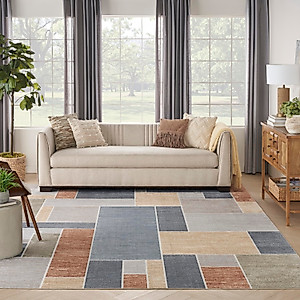 Nourison Astra Machine Washable Geometric Multicolor 7'10' x 10' Area -Rug, Easy -Cleaning, Non Shedding, Bed Room, Living Room, Dining Room, Kitchen (8x10)