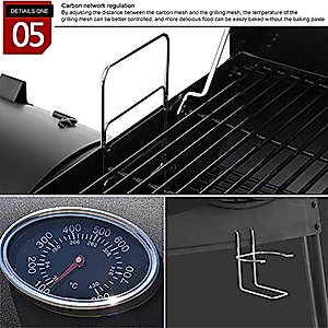 RJMOLU BBQ Grill Charcoal Barbecue Grill Home Meat Cooker Smoker with Offset Smoker and Fold-Down Shelf, Outdoor Picnic Camping Garden Roaster for 8-12 People,A