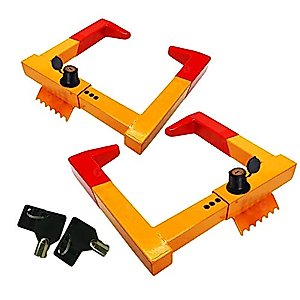 Zone Tech 2-Pack Security Wheel Chock Lock- Trailer Clamp Boot Tire Claw - Premium Quality Heavy Duty Stabilizer Anti- Theft -Protective for Parking Car, Trailer, Truck and SUV