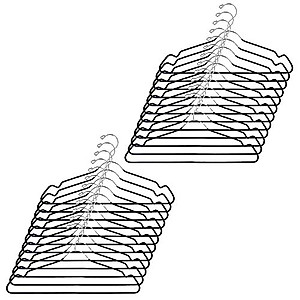 USTECH Metal Space Saving Clothes Hangers | Trouser Bar with Shoulder Notch Thin Hangers Perfect for Coat, Suit, and Pants | Non-Slip Coating and Large Hook for Added Safety | Pack of 24