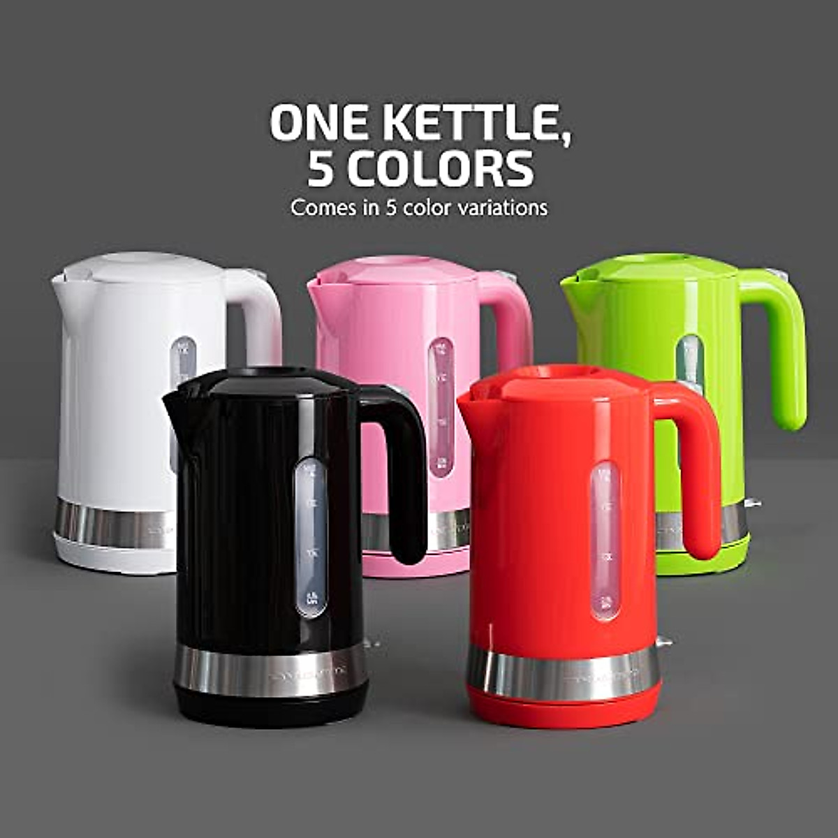 Ovente Electric Kettle, 1.8 Liter with Prontofill Lid 1500 Watt BPA-Free Fast Heating Element with Auto Shut-Off & Boil Dry Protection, Instant Hot Water Boiler for Coffee & Tea, Black KP413B